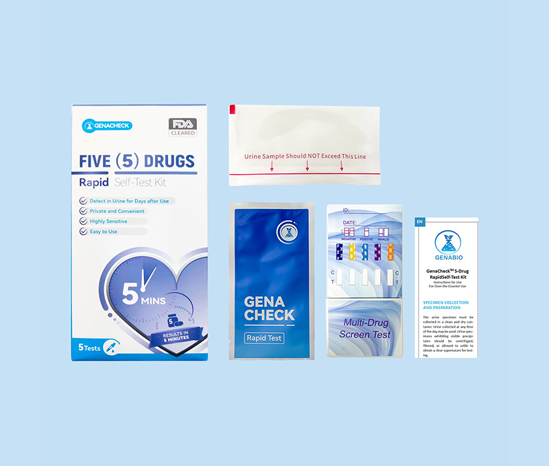 GenaCheck™ 5-Drug Rapid Self-Test Kit - Drug of Abuse - Genabio ...